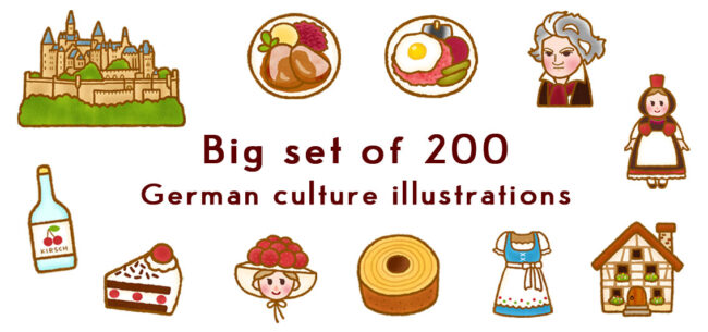 Big set of 200 German culture illustrations ④ (153–200) - RIKA MUSEUM